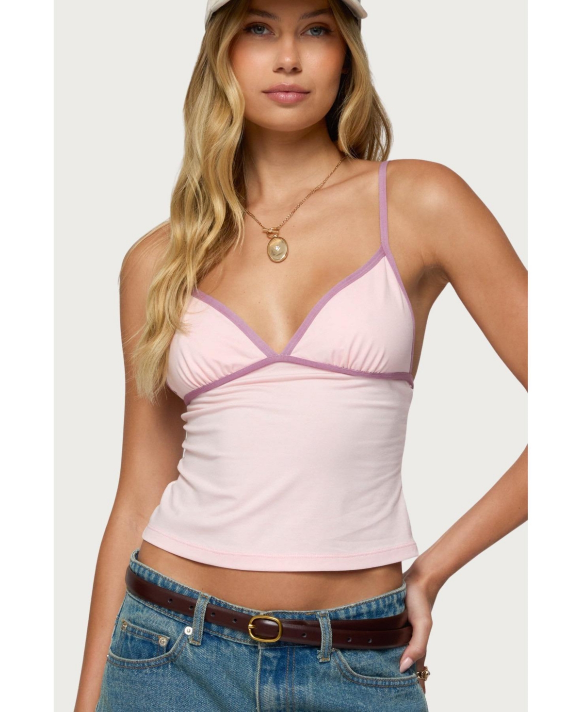 Click here for Edikted Womens Leona Contrast Tank Top - Light-pin... prices