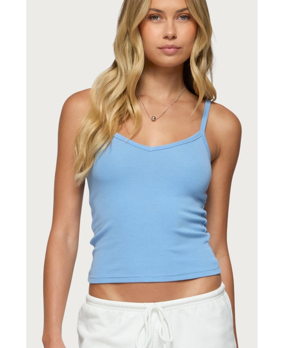 Click here for Edikted Womens Aspyn V Neck Ribbed Tank Top - Blue prices