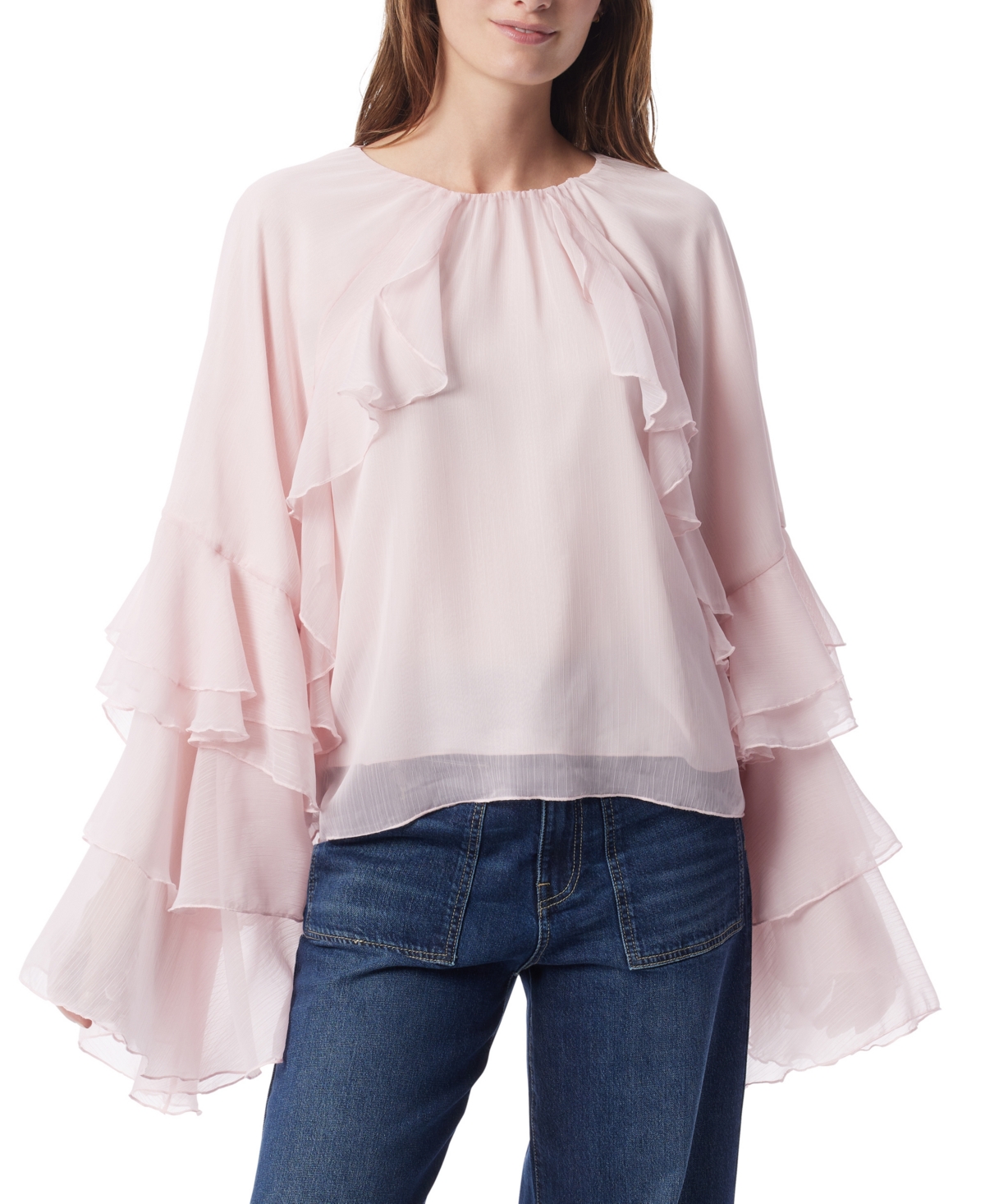 Click here for Dee Ocleppo Womens Jovanna Ruffled Blouse - Light... prices