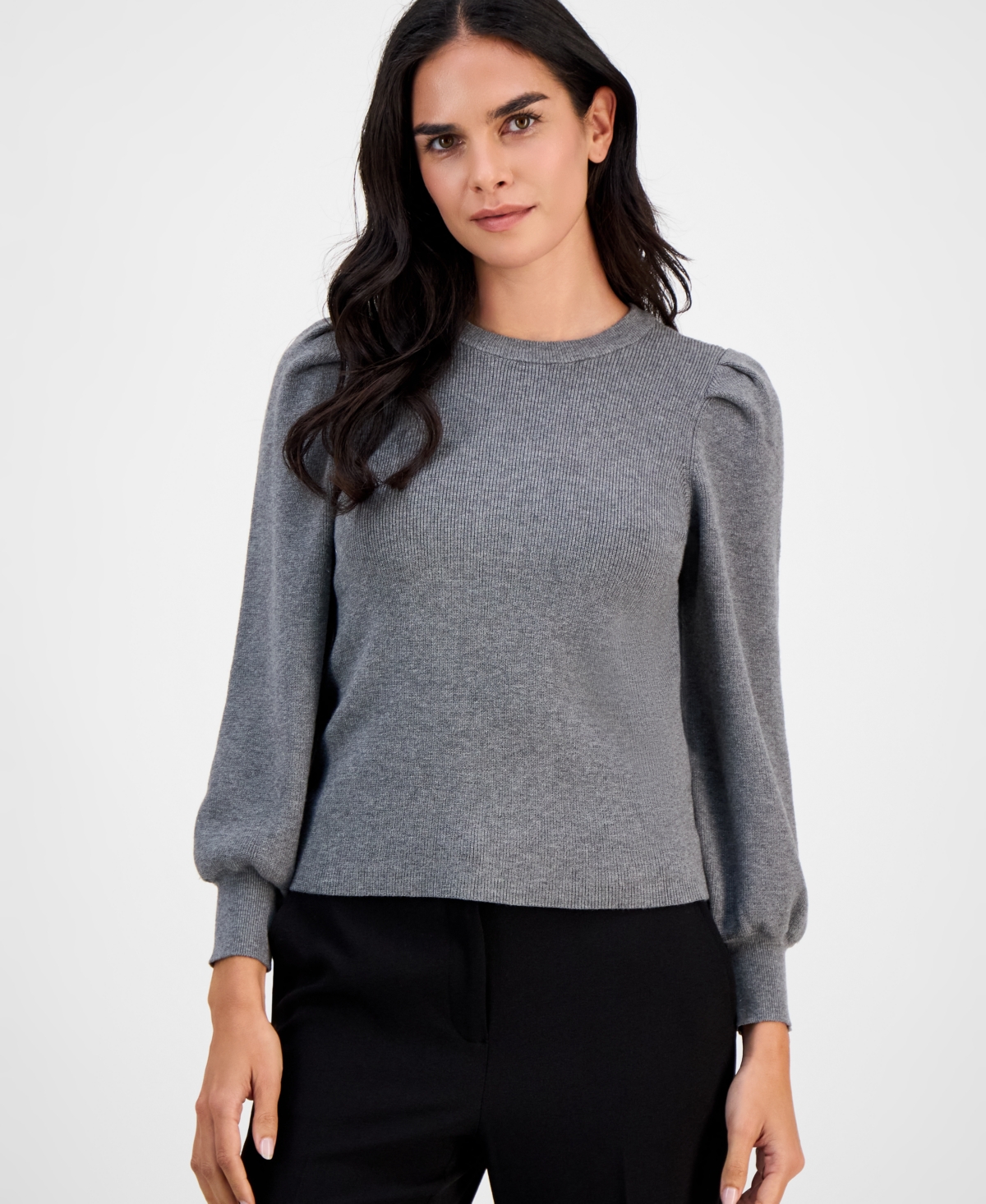Click here for Ak Anne Klein Petite Crewneck Long-Puff-Sleeve Swe... prices