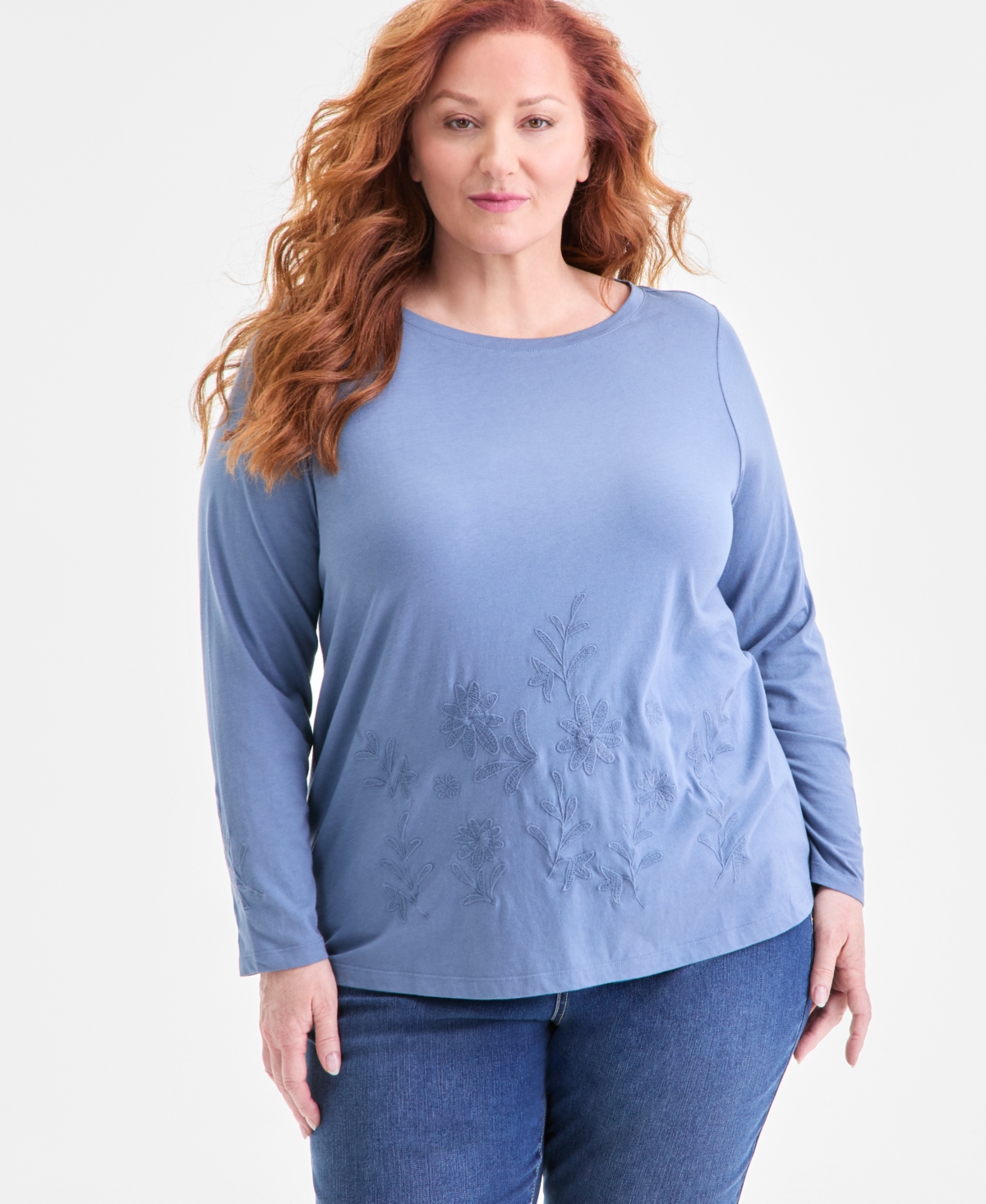 Click here for Style & Co Plus Size Embroidered Boat-Neck Top  Ma... prices