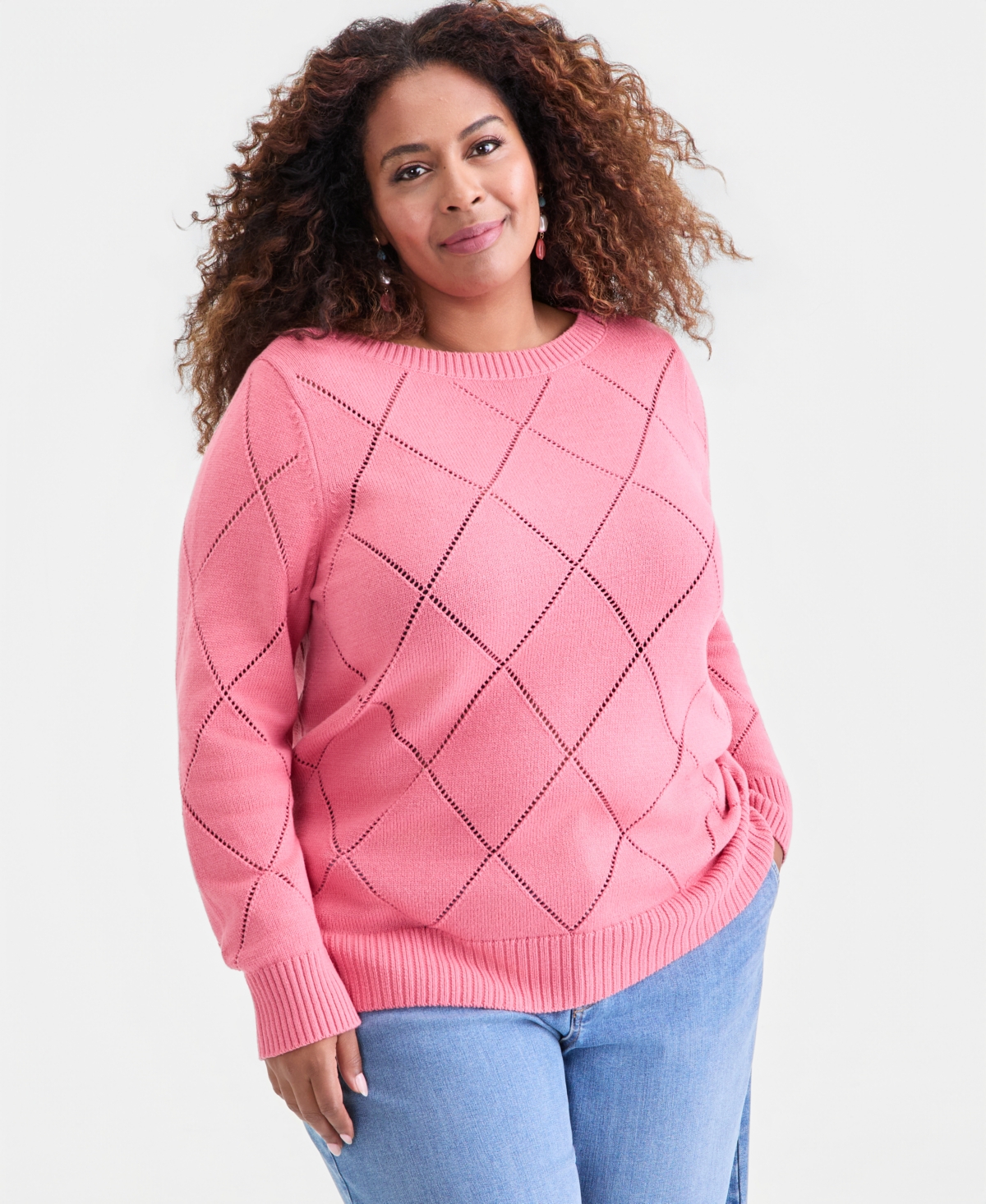 Click here for Style & Co Plus Size Pointelle Boat-Neck Sweater... prices