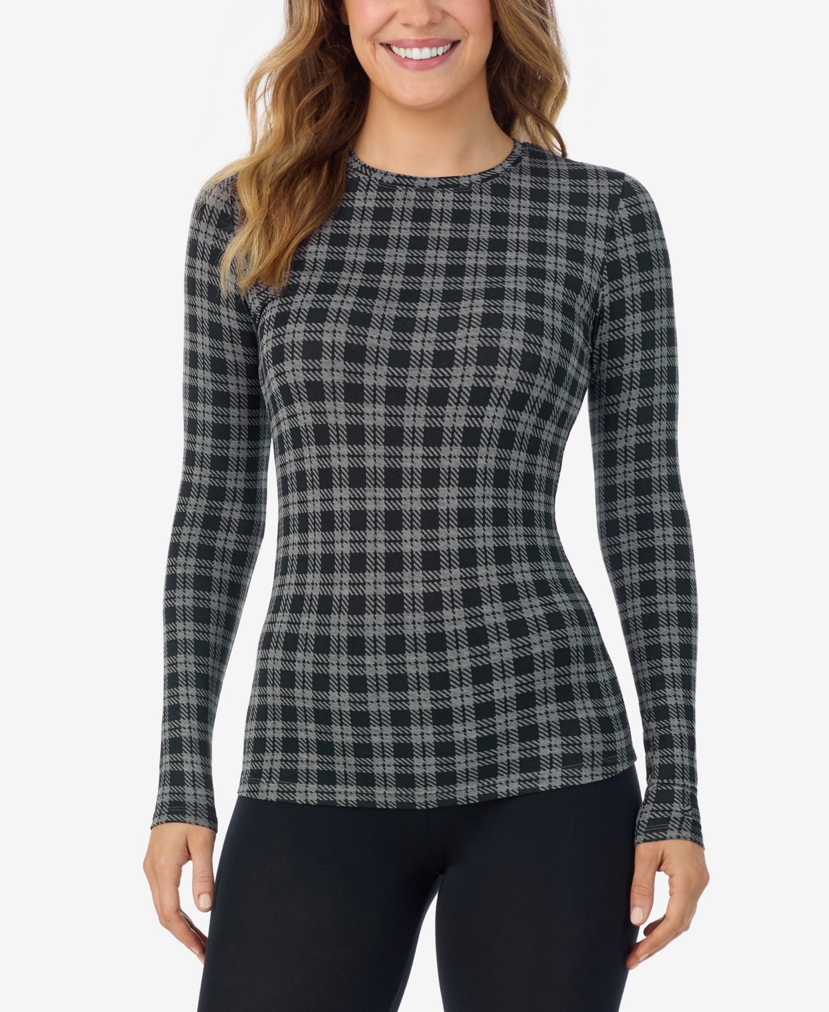 Softwear with Stretch Long-Sleeve Layering Top - Grey Pld