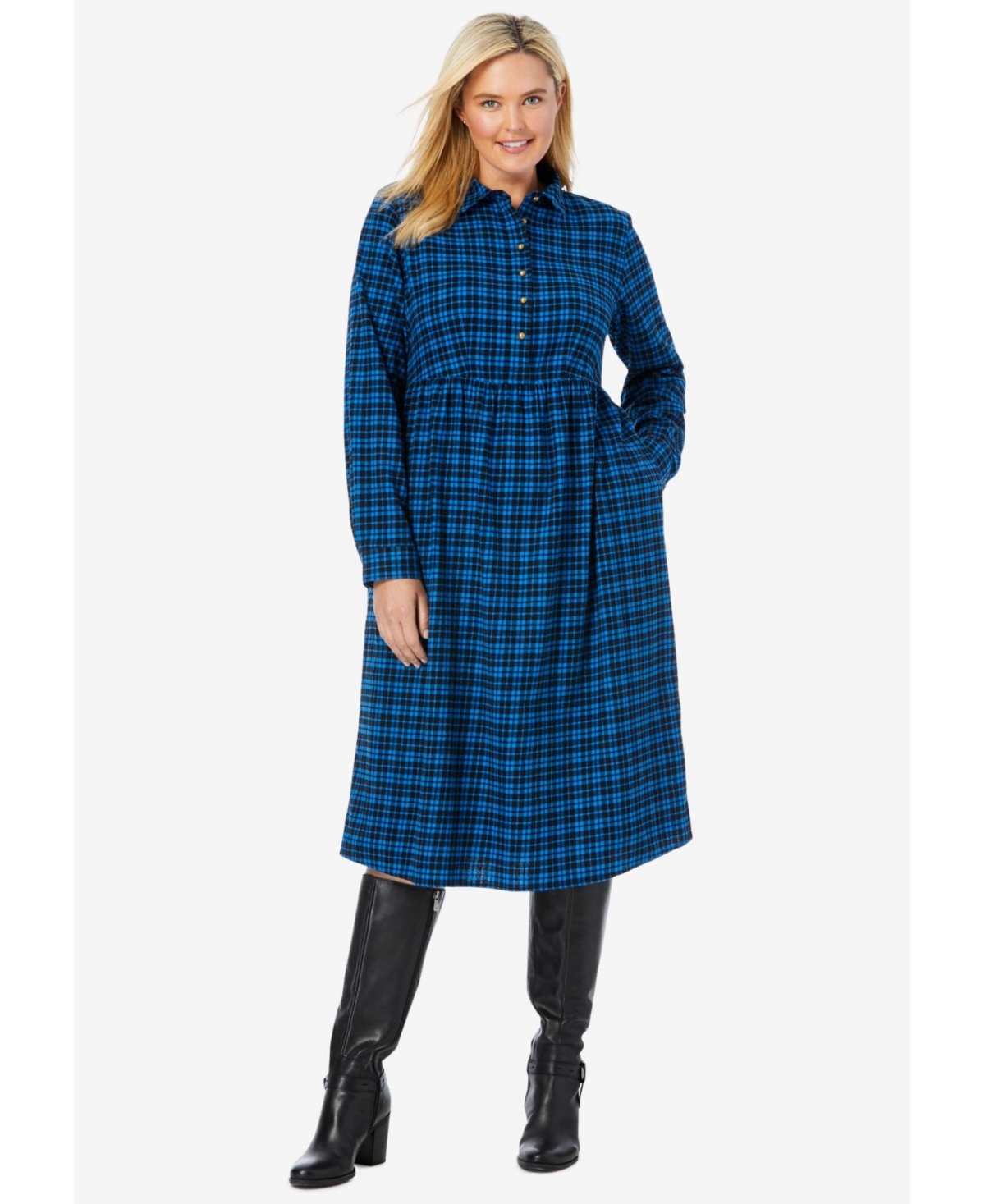Click here for Woman Within Plus Size Within Plaid Flannel A-Line... prices