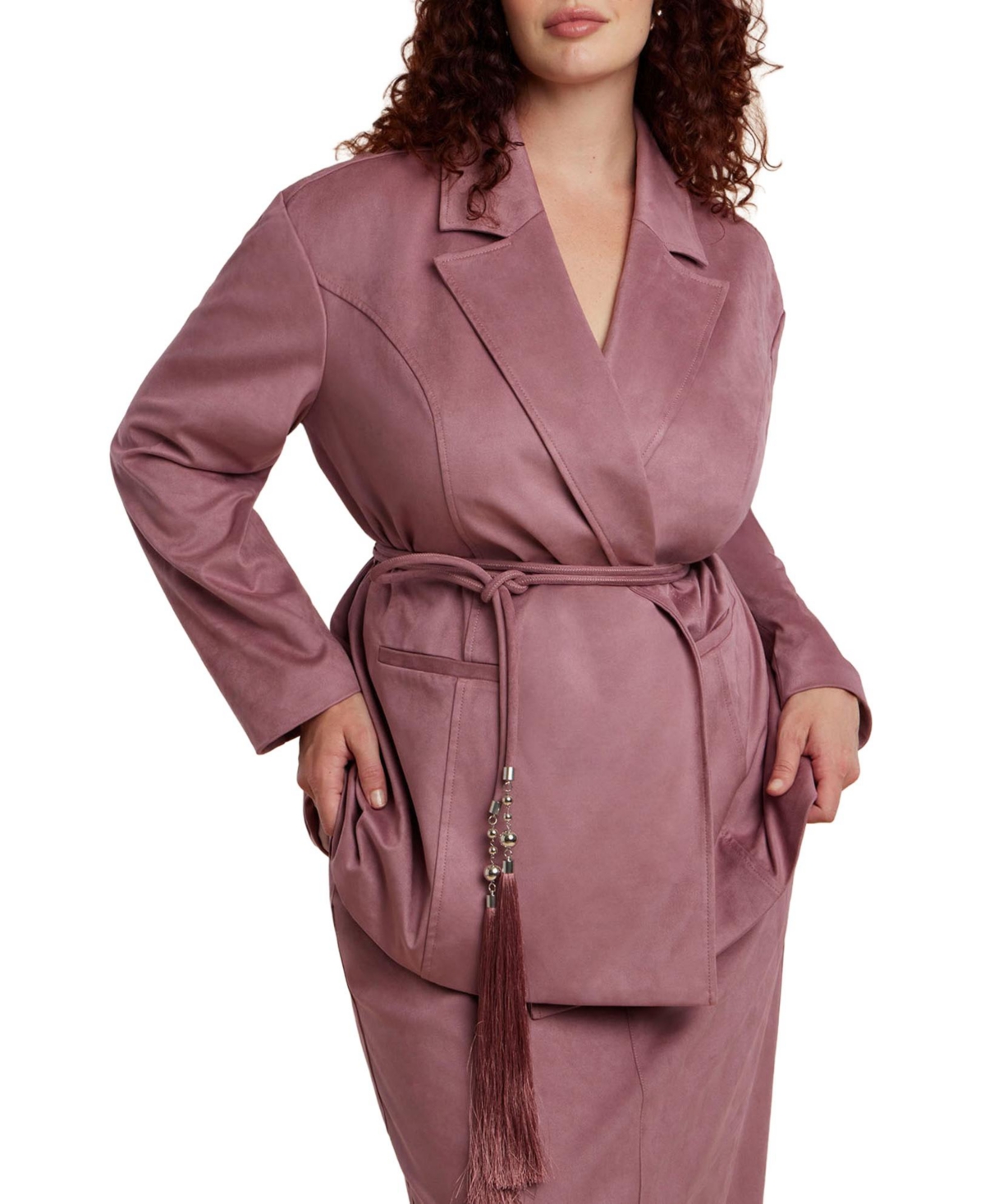 Click here for Eloquii Womens Plus Size Faux Suede Tassel Belted... prices