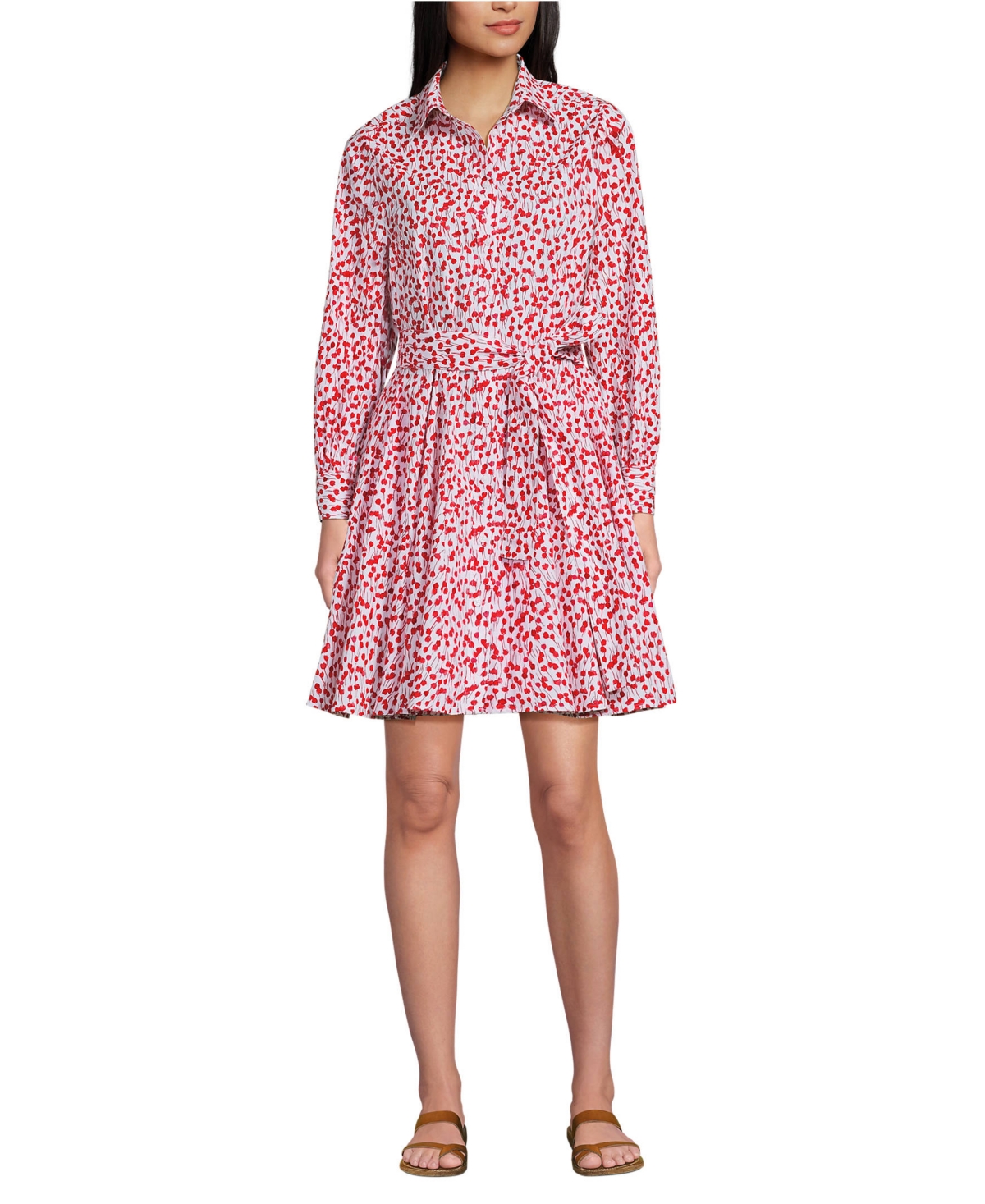 Click here for Lands End Womens Poplin Button Front Dress with Go... prices