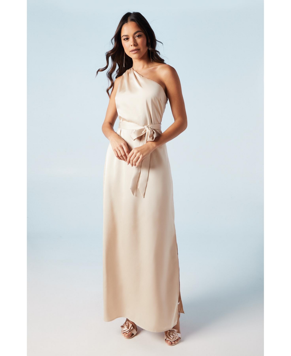Click here for Oasis Womens One Shoulder Satin Maxi Bridesmaid Dr... prices