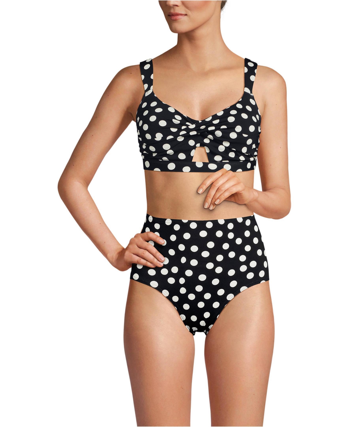 Click here for Lands End Womens Twist Front Bikini Top - Black/eg... prices