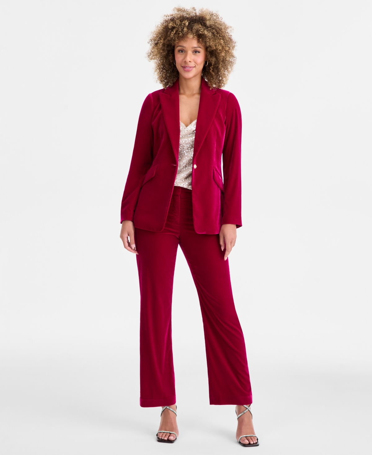 Click here for Tahari Asl Womens Velvet Flare Pants - Magenta prices
