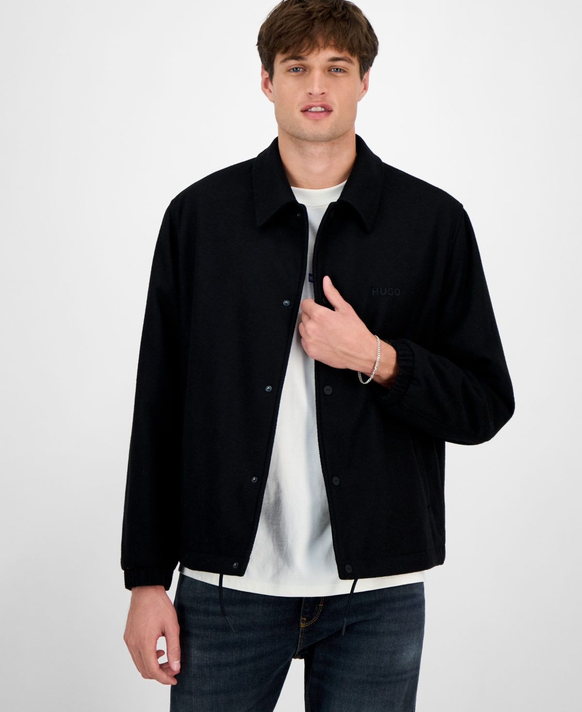 Click here for Hugo Boss Mens Baksi Slim-Fit Coach Jacket - Black prices