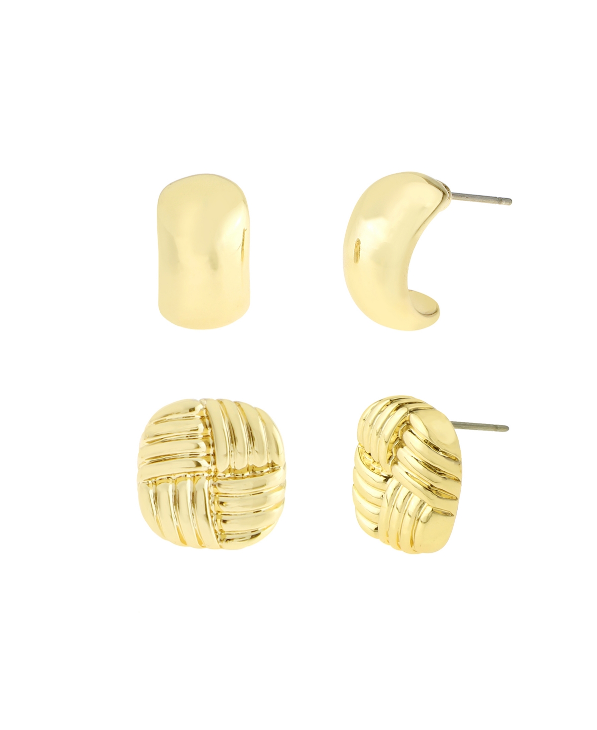 Click here for Steve Madden Gold Vintage Ribbed Stud Huggie Duo E... prices