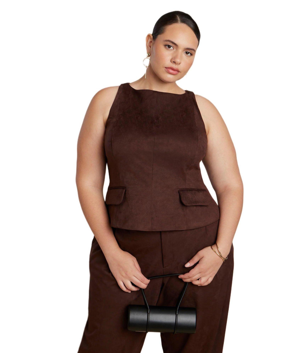 Click here for Eloquii Womens Plus Size Faux Suede Flap Top - Roa... prices