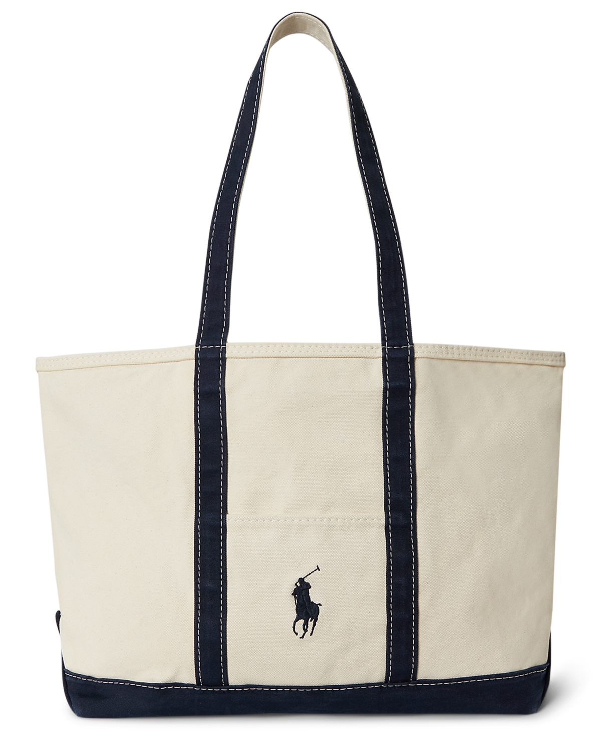 Polo Ralph Lauren Big Pony Canvas Spacious Tote - Cream/Navy