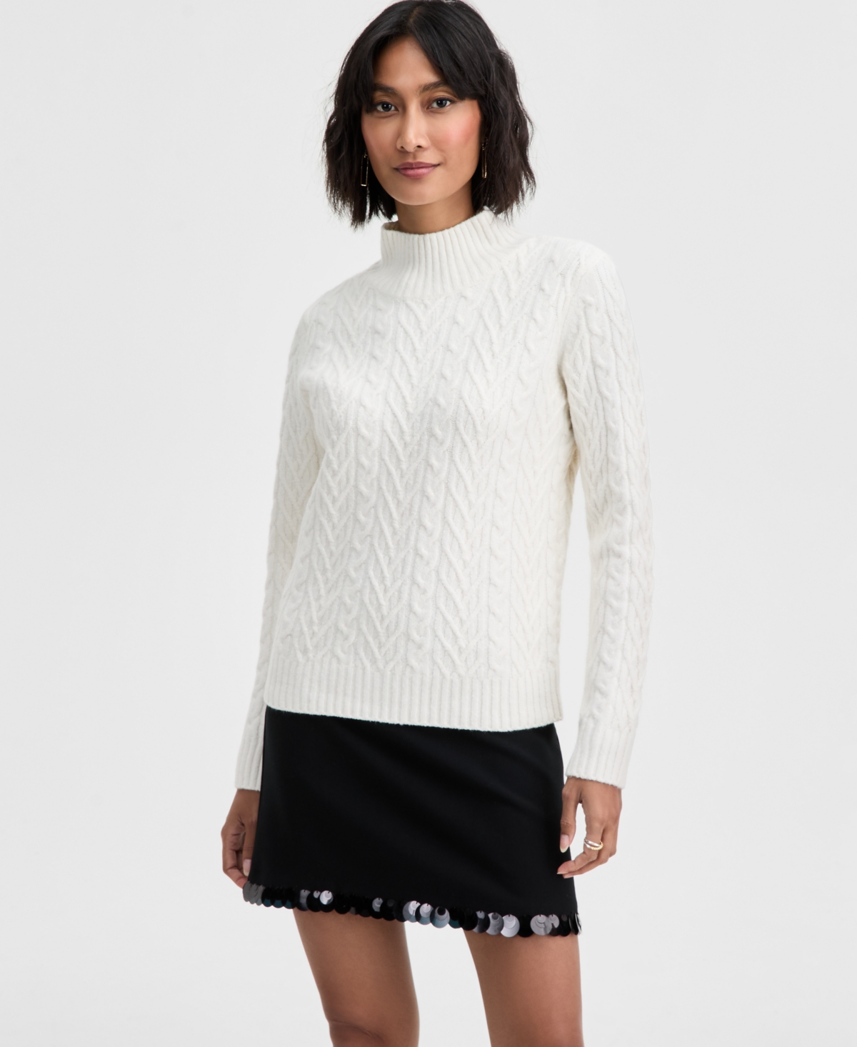 Click here for On 34th Womens Mock-Neck Cable-Knit Pullover Sweat... prices