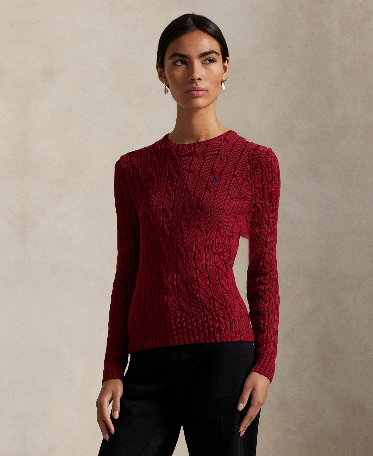 Click here for Polo Ralph Lauren Womens Cable-Knit Cotton Crewnec... prices