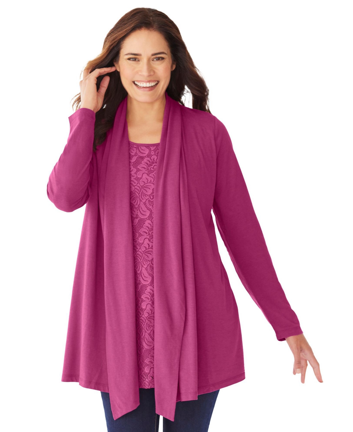 Click here for Woman Within Womens Within 2-Fer Cardigan & Attach... prices