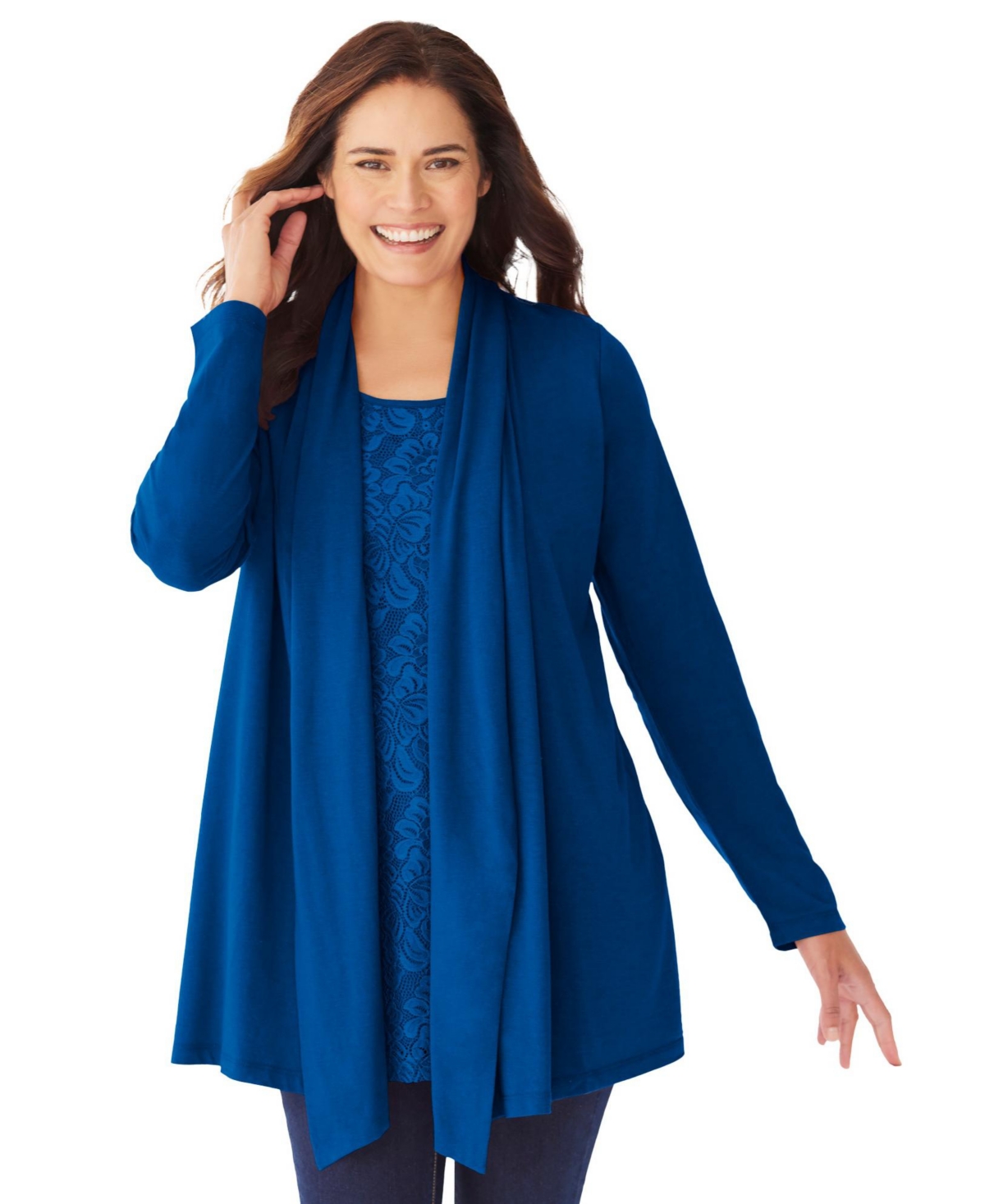 Click here for Woman Within Womens Within 2-Fer Cardigan & Attach... prices