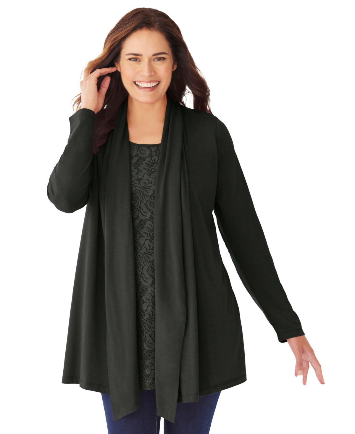 Click here for Woman Within Womens Within 2-Fer Cardigan & Attach... prices
