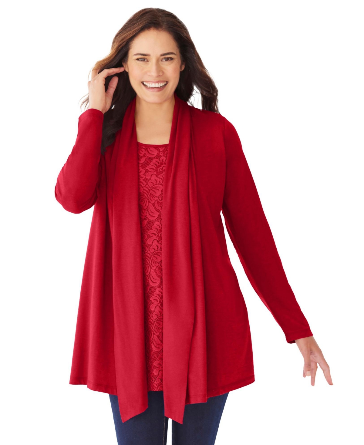 Click here for Woman Within Womens Within 2-Fer Cardigan & Attach... prices