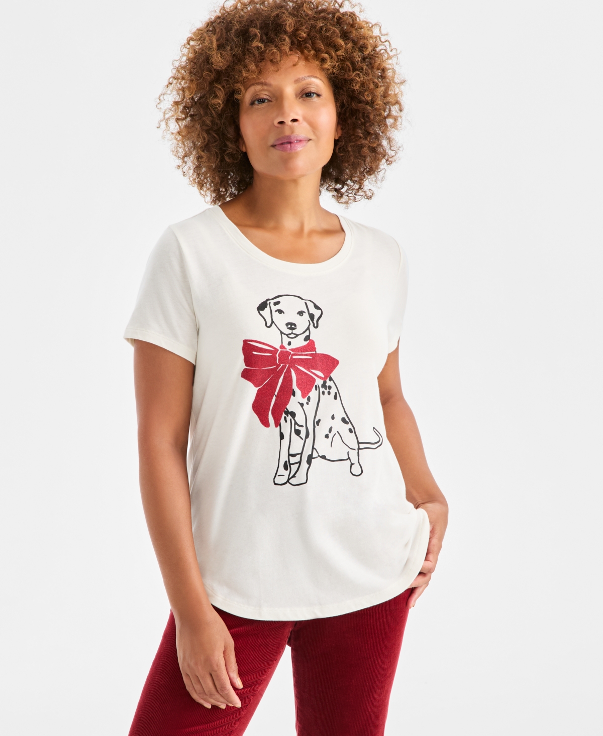 Click here for Style & Co Womens Dalmatian Graphic T-Shirt  Macys... prices