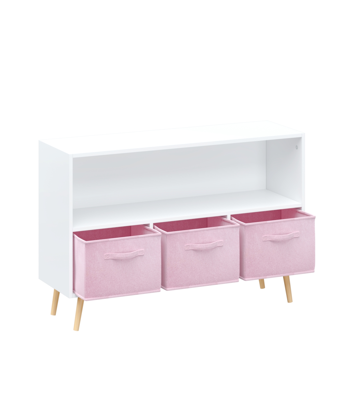 Click here for Jujabu 35 in. Wide White/Pink Kids Bookcase with C... prices
