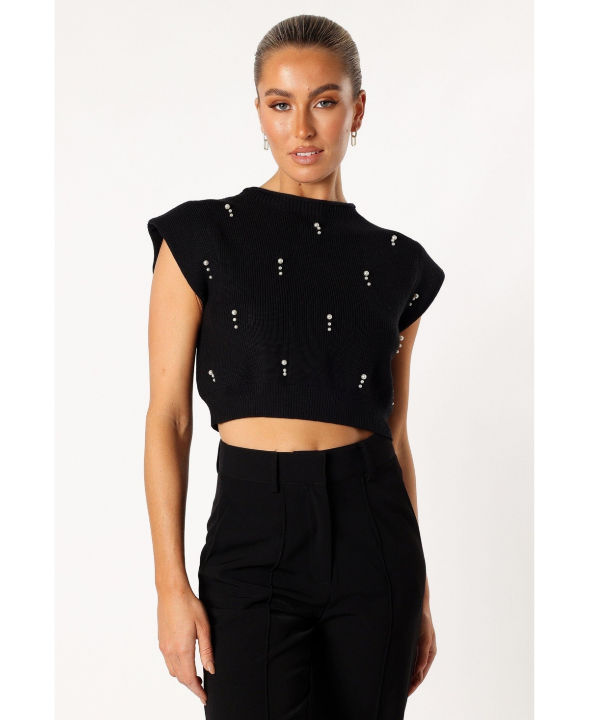 Click here for Petal and Pup Womens Malani Beaded Top - Black - B... prices
