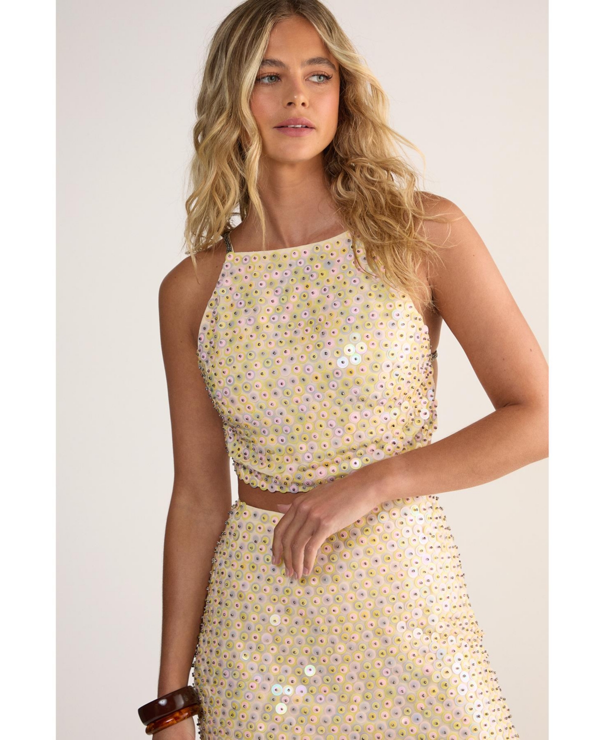 Click here for Nasty Gal Womens Studded Sequin Beaded Strap Crop... prices