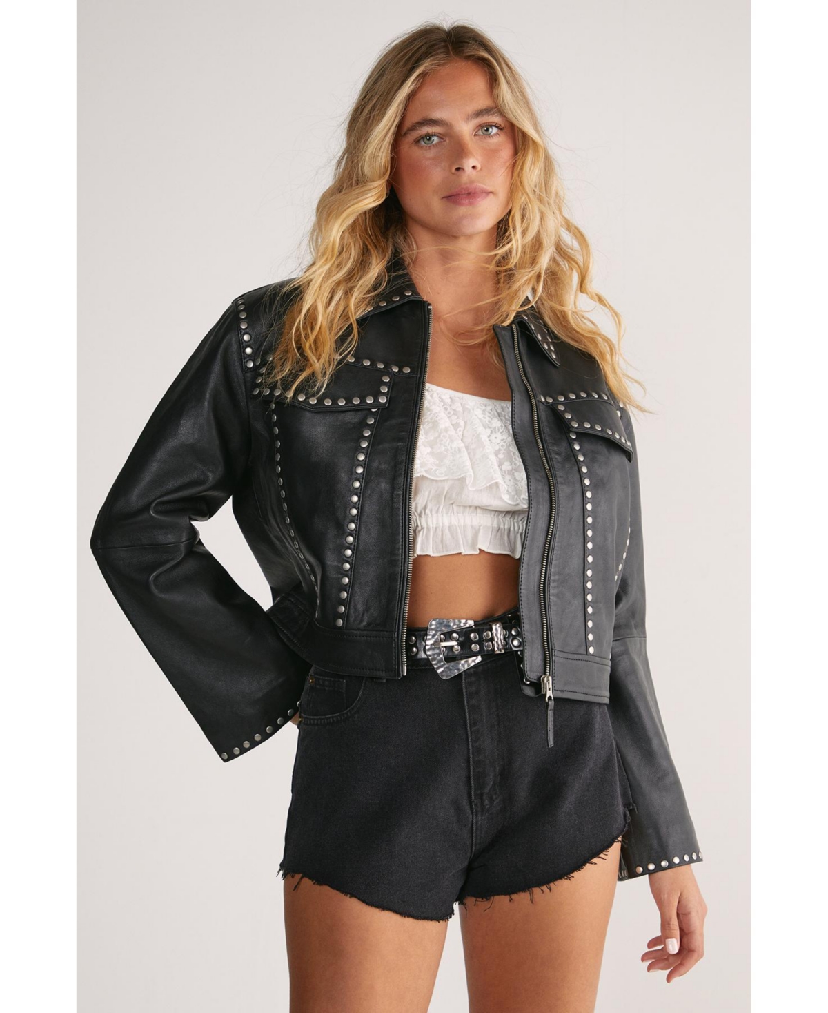 Click here for Nasty Gal Womens Leather Studded Cropped Jacket -... prices