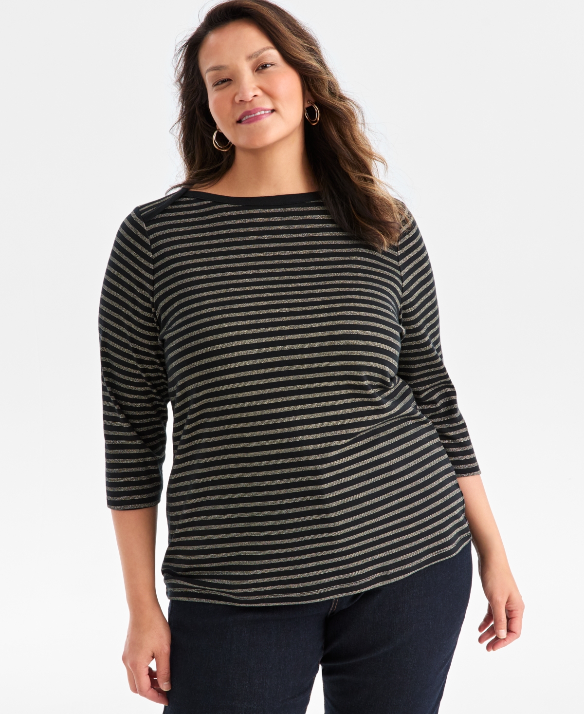 Click here for Style & Co Plus Size Printed 3/4-Sleeve Top  Macys... prices