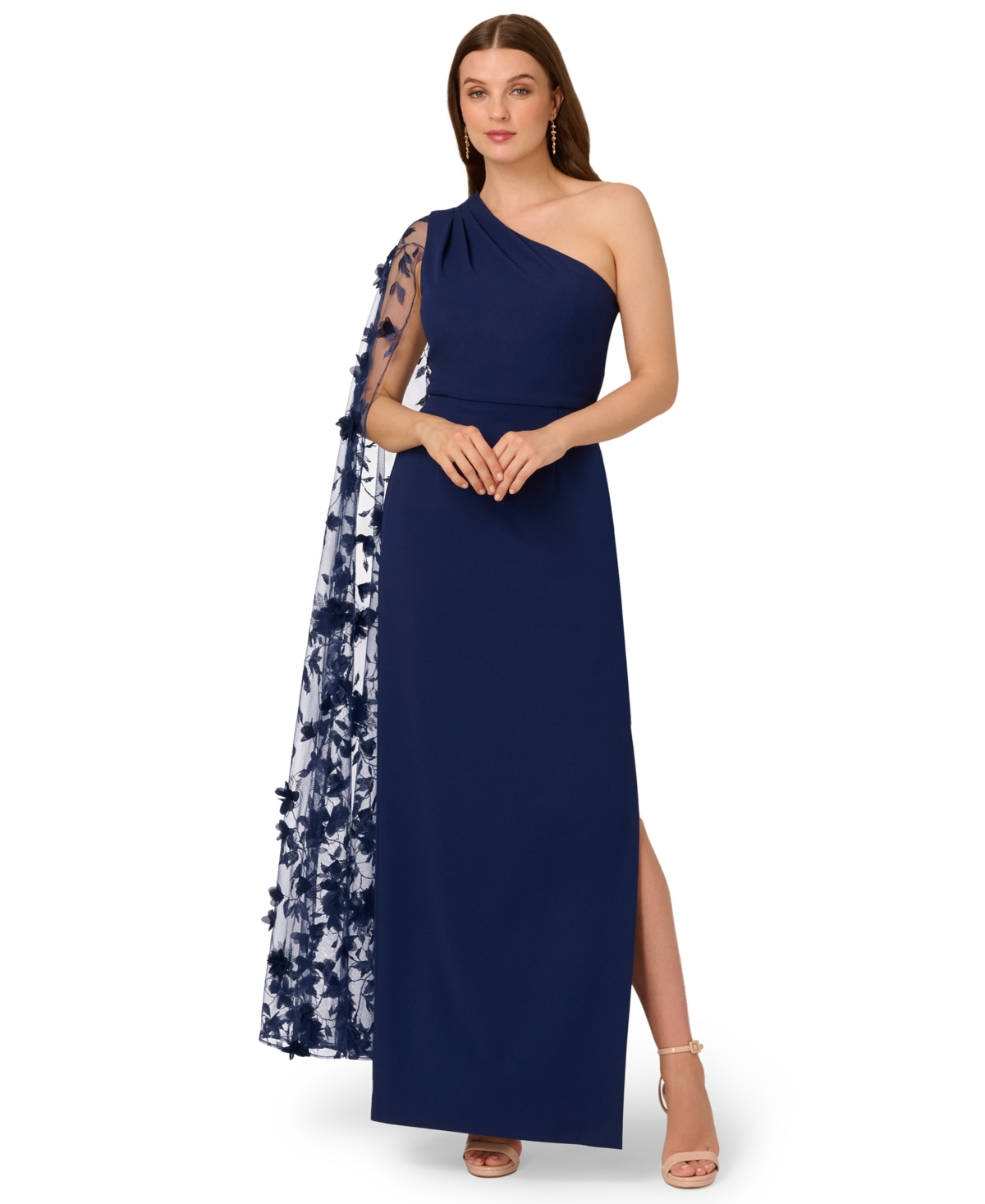 Click here for Adrianna Papell Womens One-Shoulder Dress - NAVY S... prices