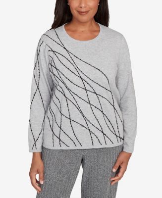 Alfred Dunner Women's Jet Setter Abstract Cording Sweater - Macy's