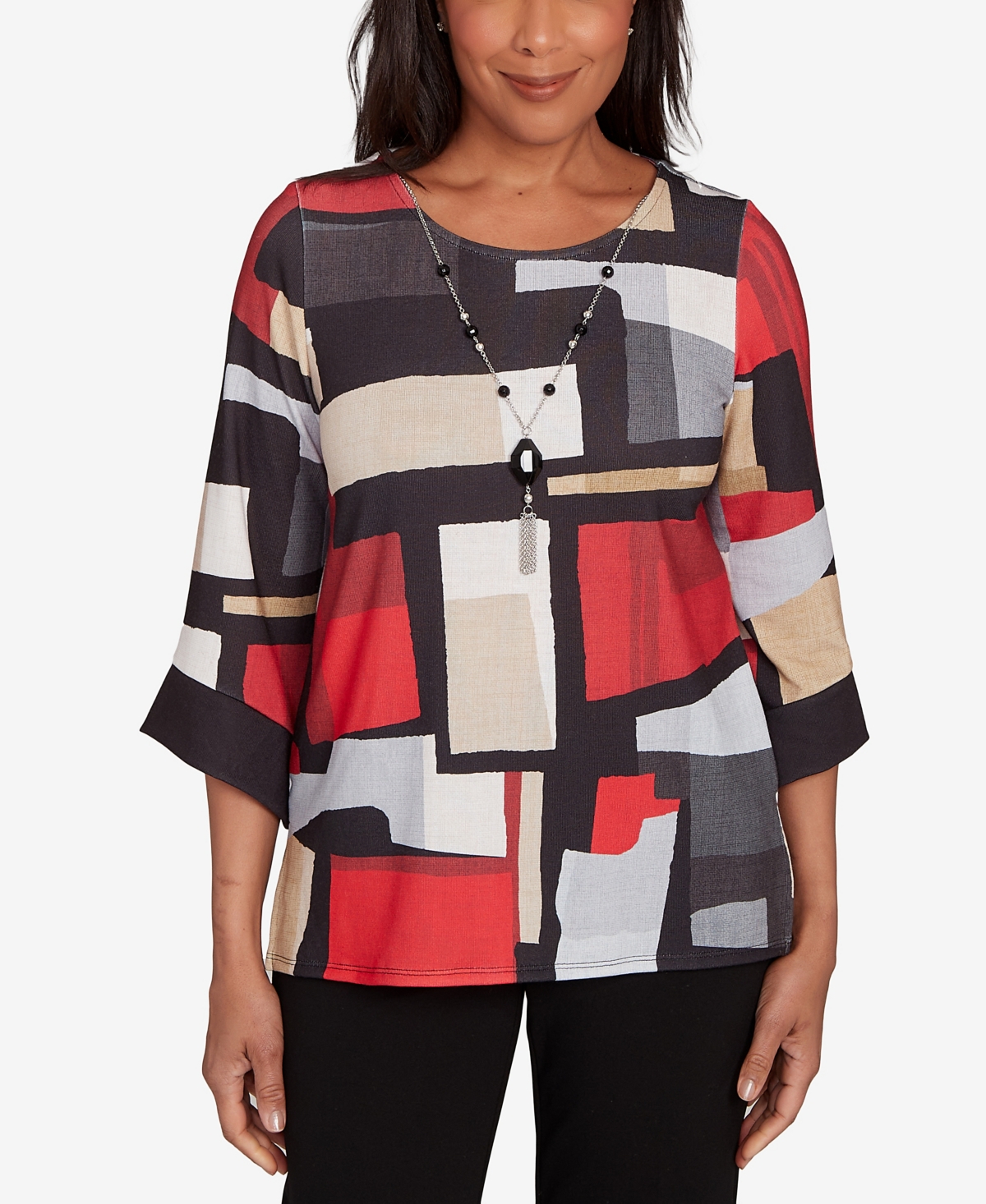 Click here for Alfred Dunner Womens Jet Setter Knit Colorblock To... prices