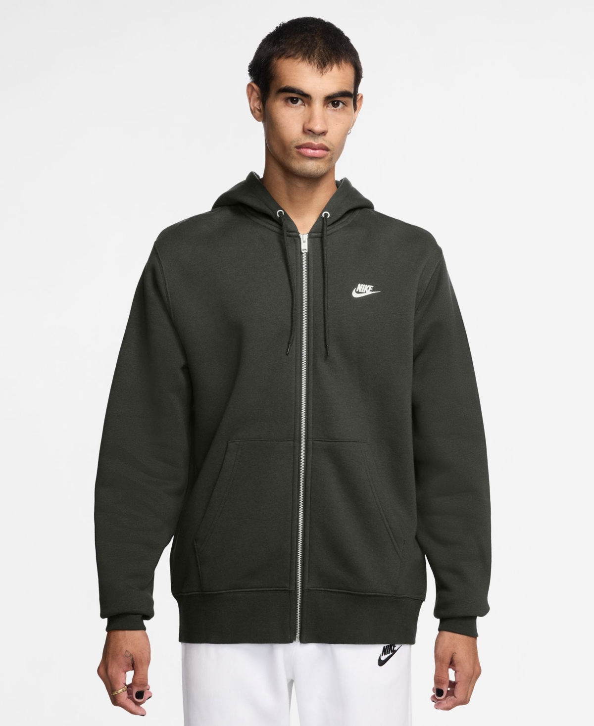 Click here for Nike Mens Full-Zip Fleece Hoodie - Sequoia/White prices