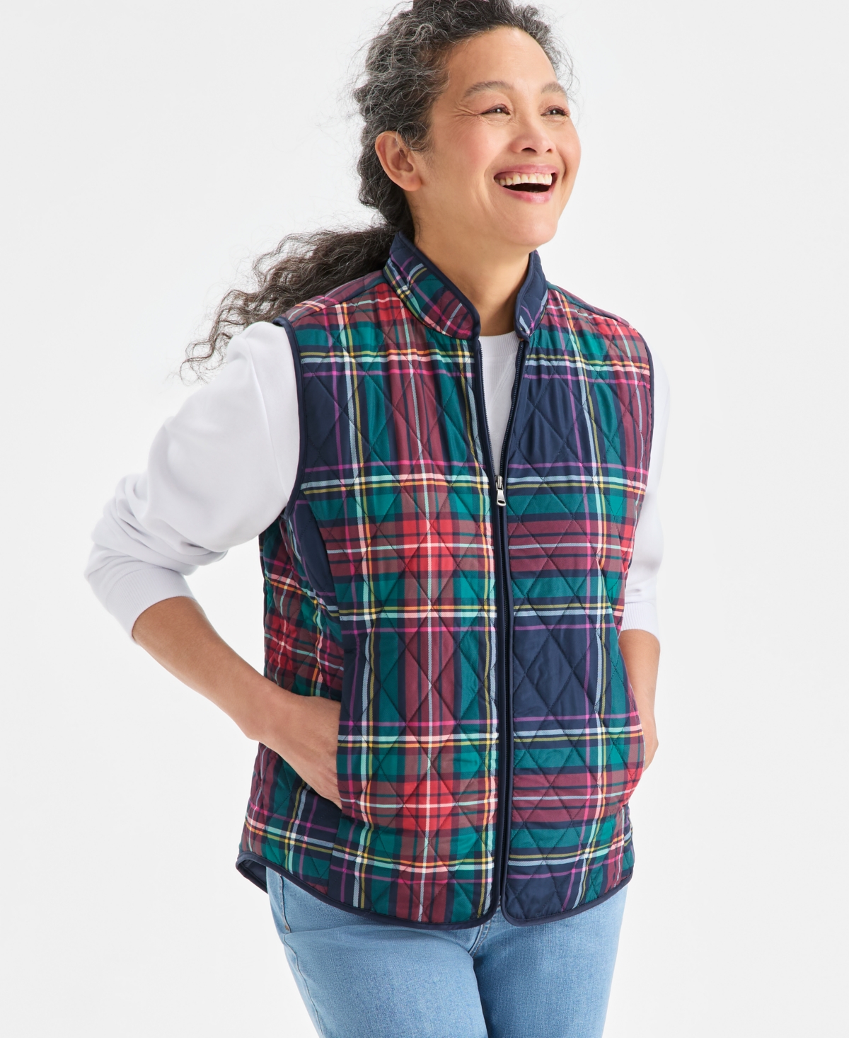Click here for Style & Co Womens Plaid Quilted Vest  Macys Exclus... prices