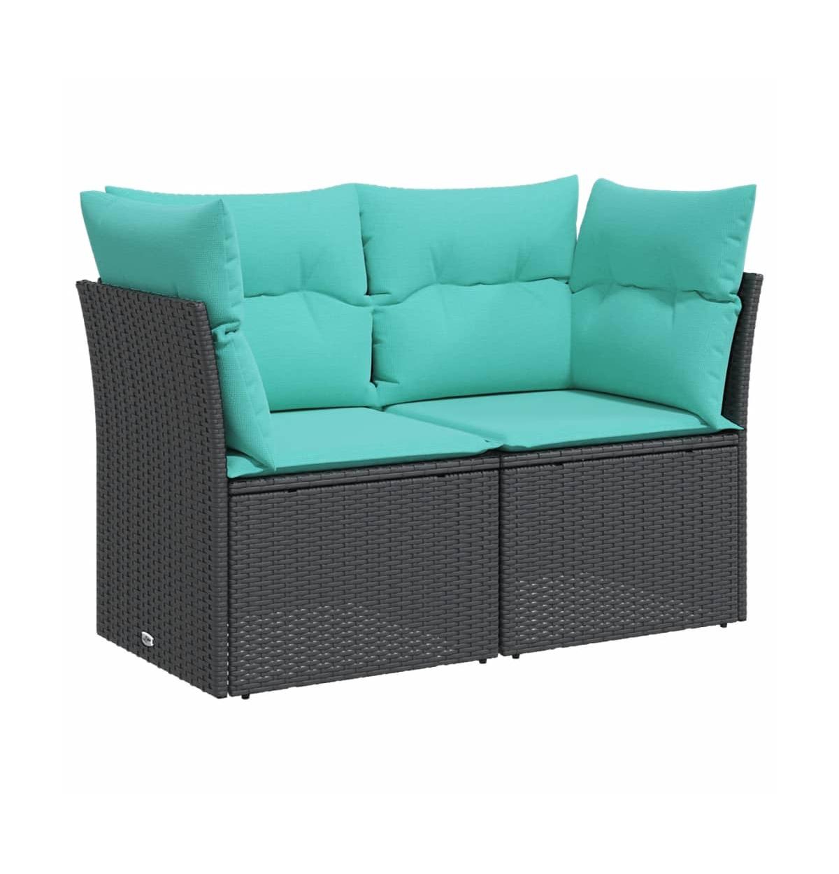 Click here for Garden Sofa Black  Blue Poly Rattan  Powder-Coated... prices