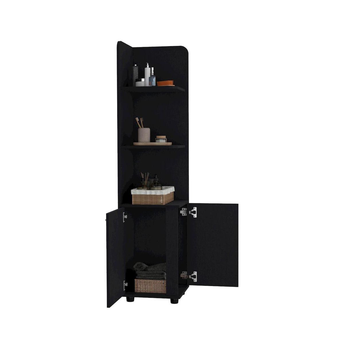 Click here for Tuhome Malibu Corner Linen Cabinet Black Mdf - Bla... prices