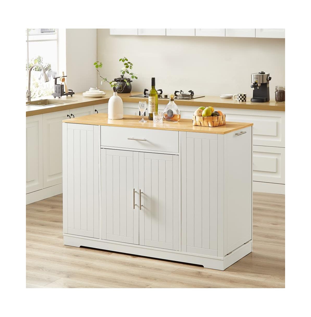 Click here for Maison Boucle 53.2 White Kitchen Island with Drawe... prices