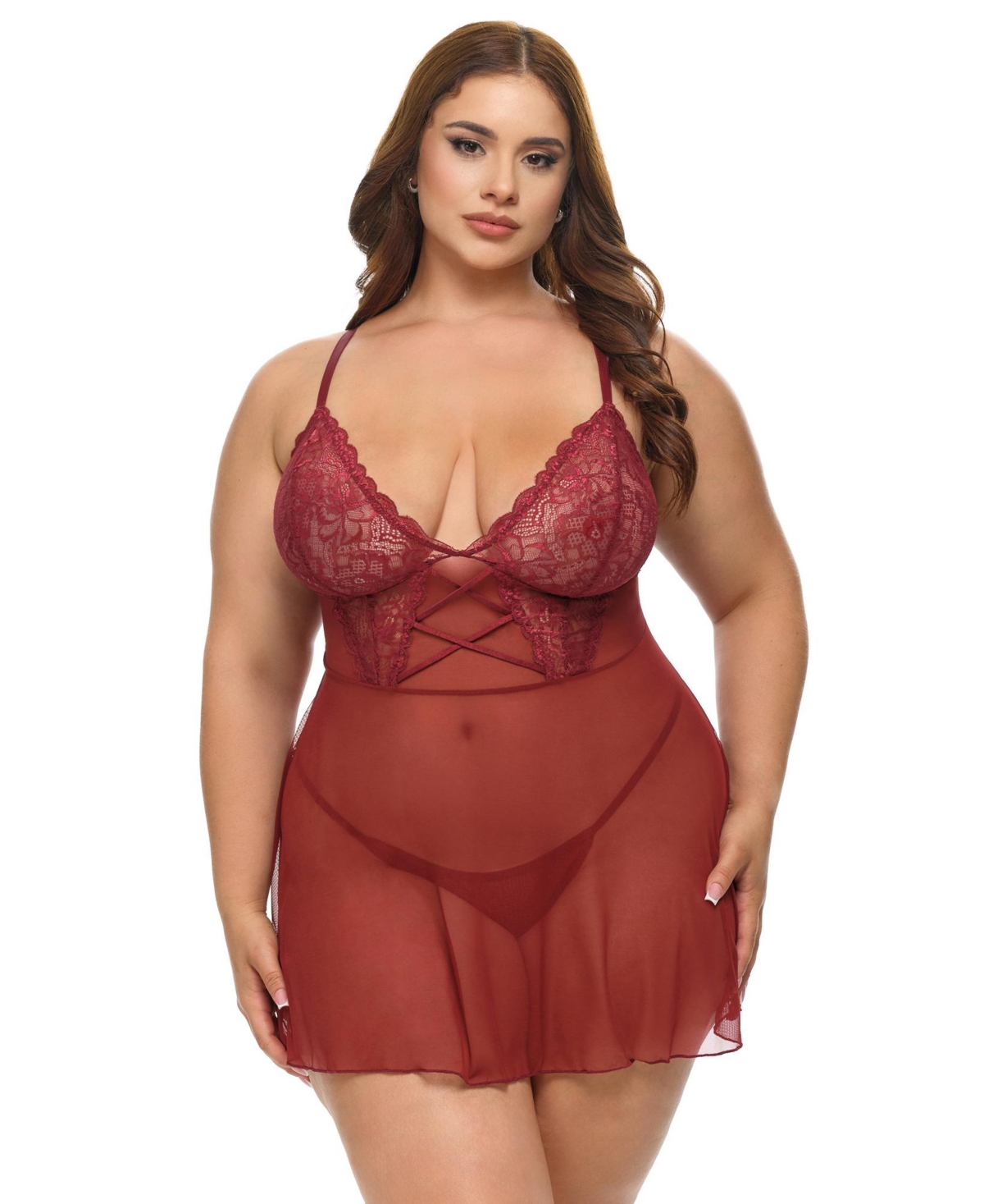 Click here for Oh La La Cheri Womens Curvy Avery Sheer Babydoll -... prices