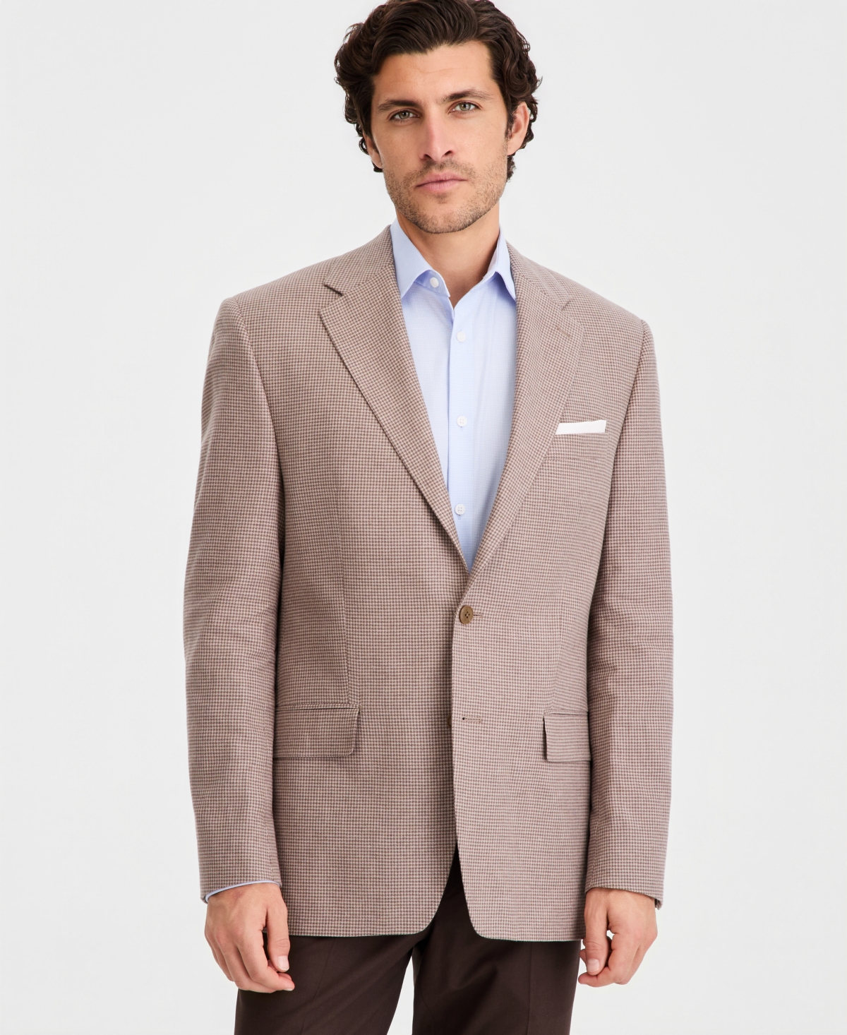 Click here for Michael Kors Mens Classic-Fit Tan Patterned Blazer... prices