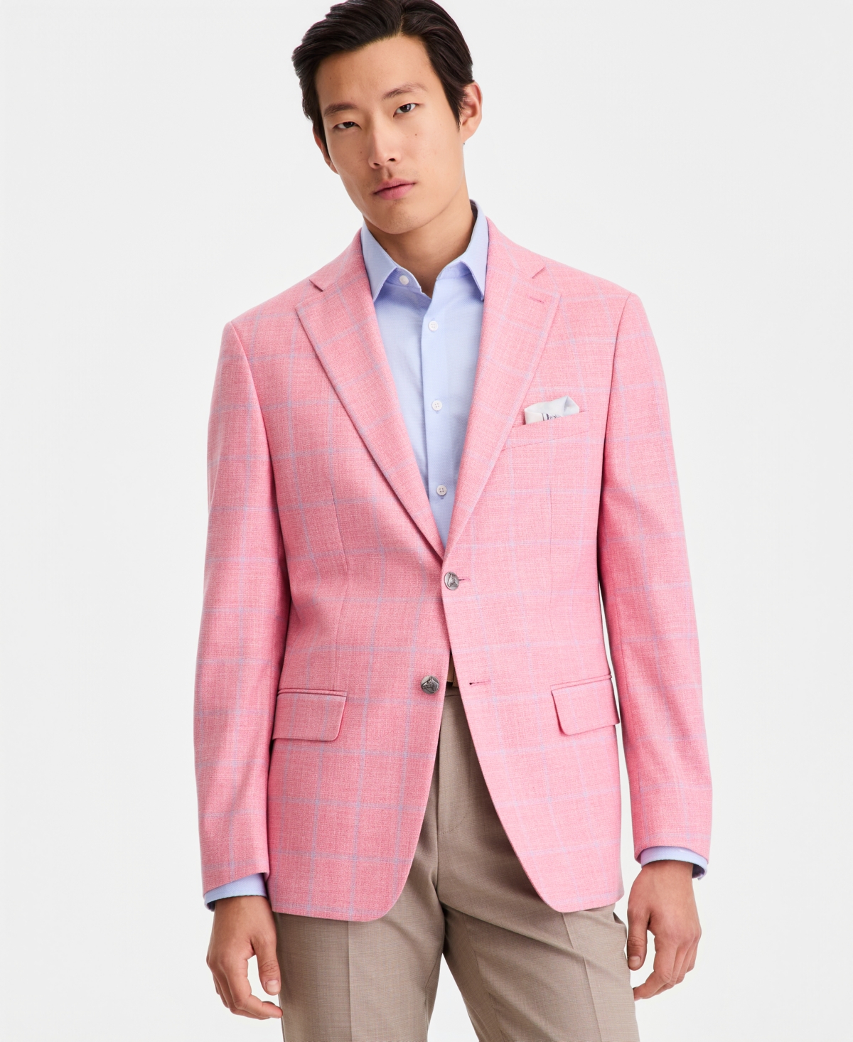 Click here for Tallia Mens Slim-Fit Patterned Blazer - Light Red prices