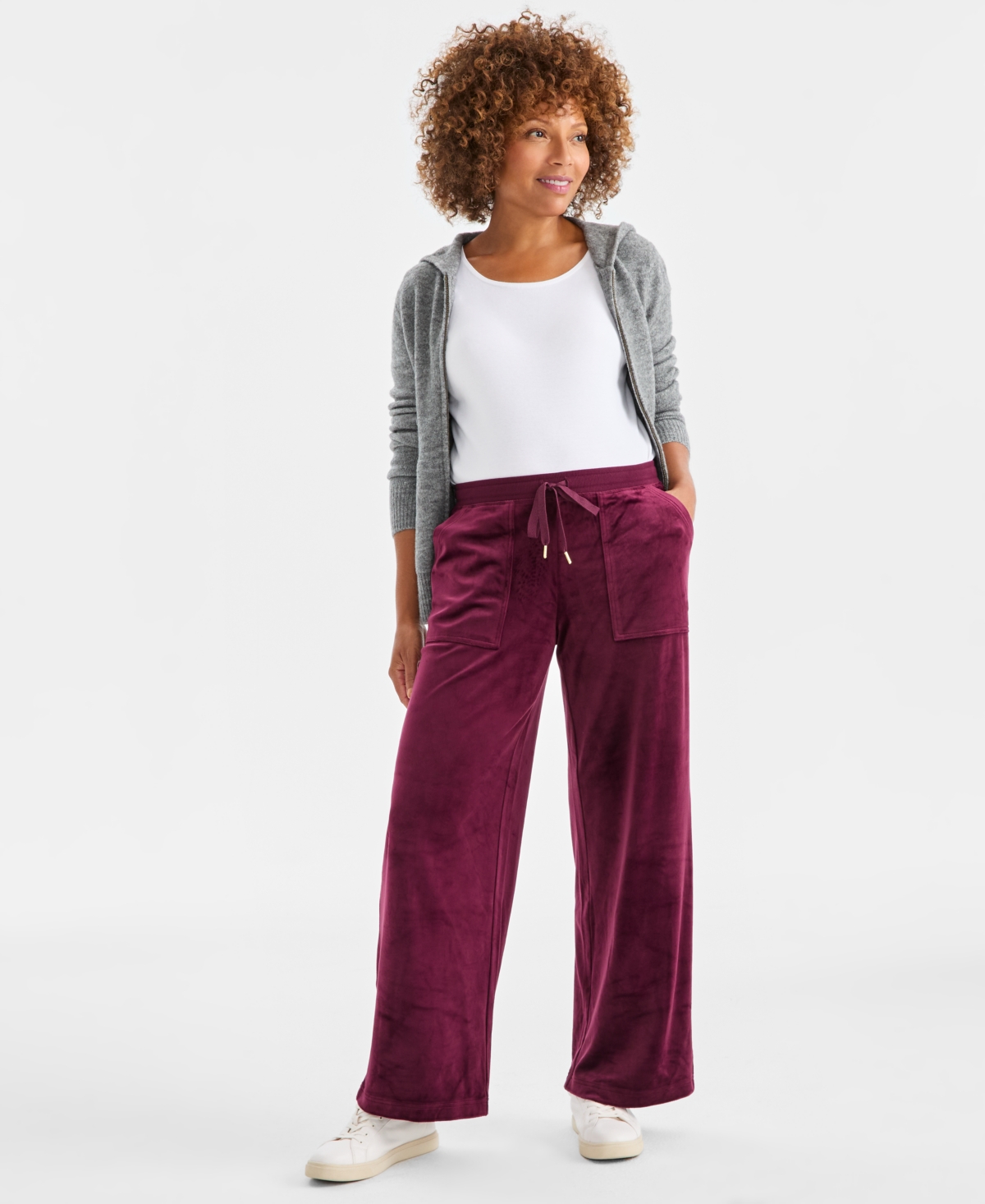 Click here for Style & Co Womens Wide-Leg Velour Lounge Pants  Ma... prices
