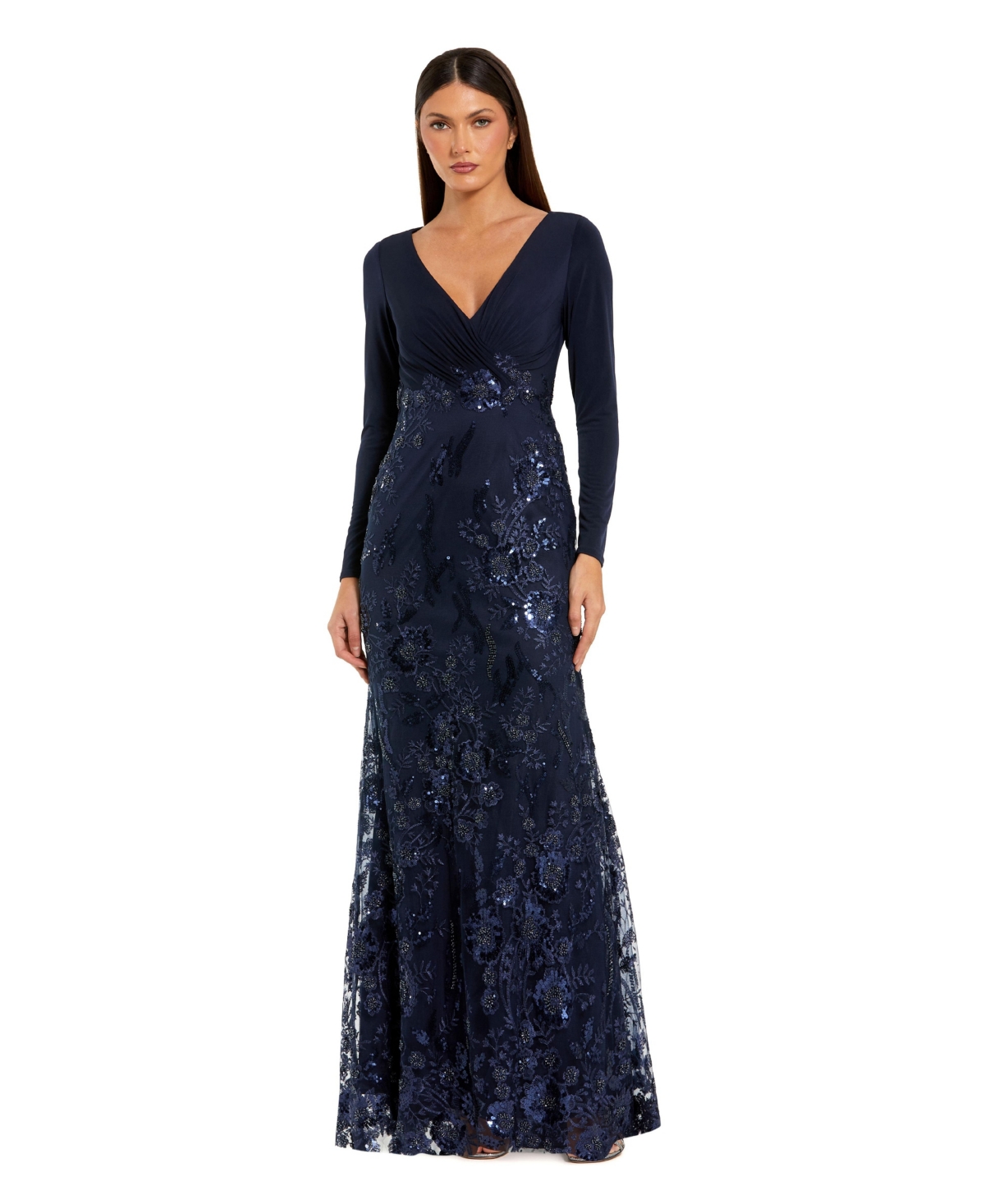 Click here for Mac Duggal Embellished Long Sleeve Wrap Over Trump... prices