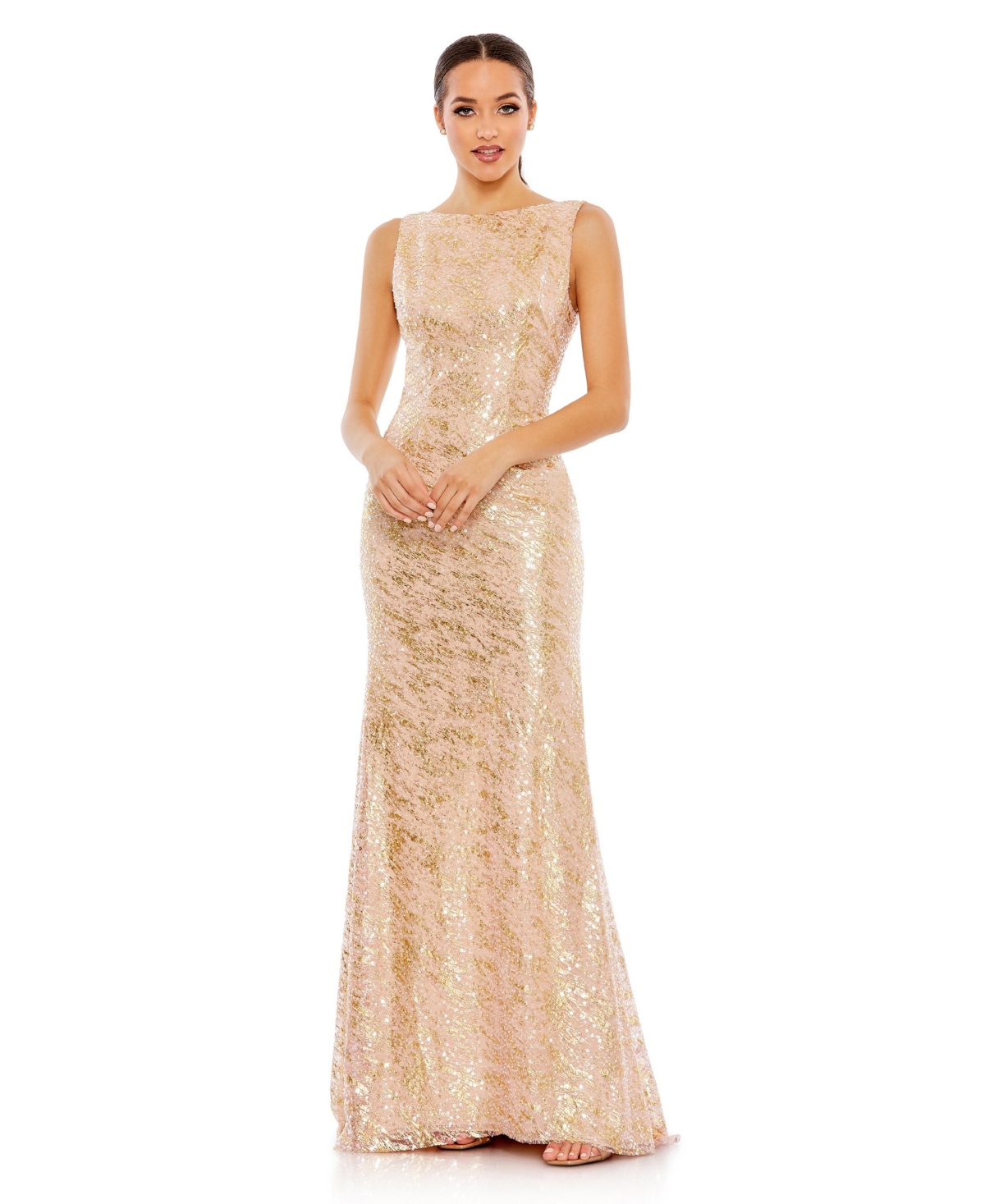 Click here for Mac Duggal Womens Sleeveless High Neck Sequin Gown... prices