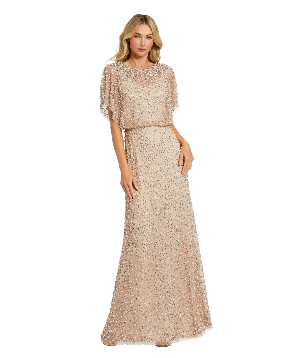 Click here for Mac Duggal Womens Short Sleeve Beaded Blouson A-li... prices