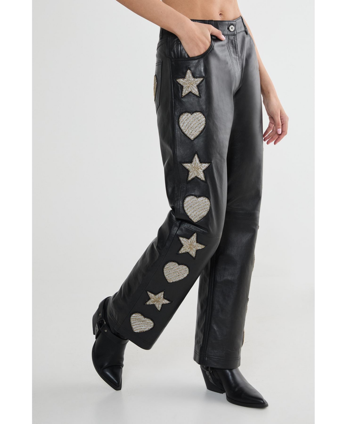 Click here for Nasty Gal Womens Leather Patched Pants - Black prices