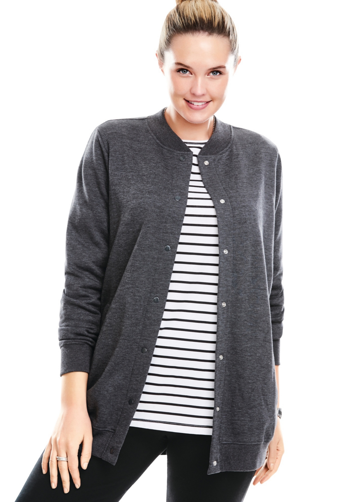 Click here for Woman Within Plus Size Within Fleece Baseball Jack... prices