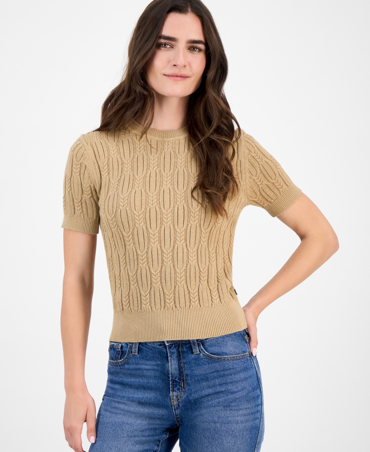 Click here for Nautica Jeans Womens Cotton Cable-Knit Sweater - T... prices