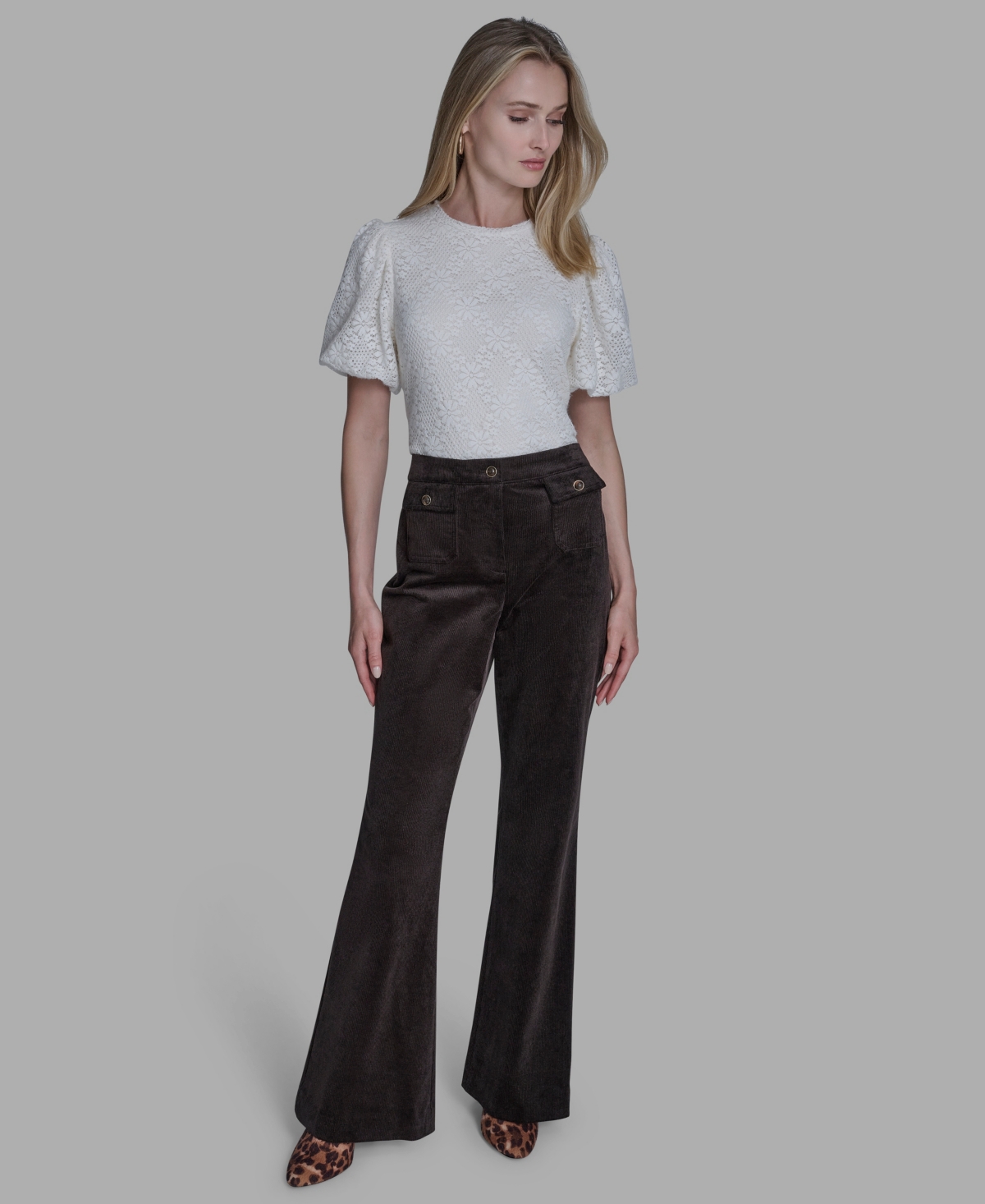 Click here for Bcbg Womens Wide Leg Corduroy Pants - Truffle prices