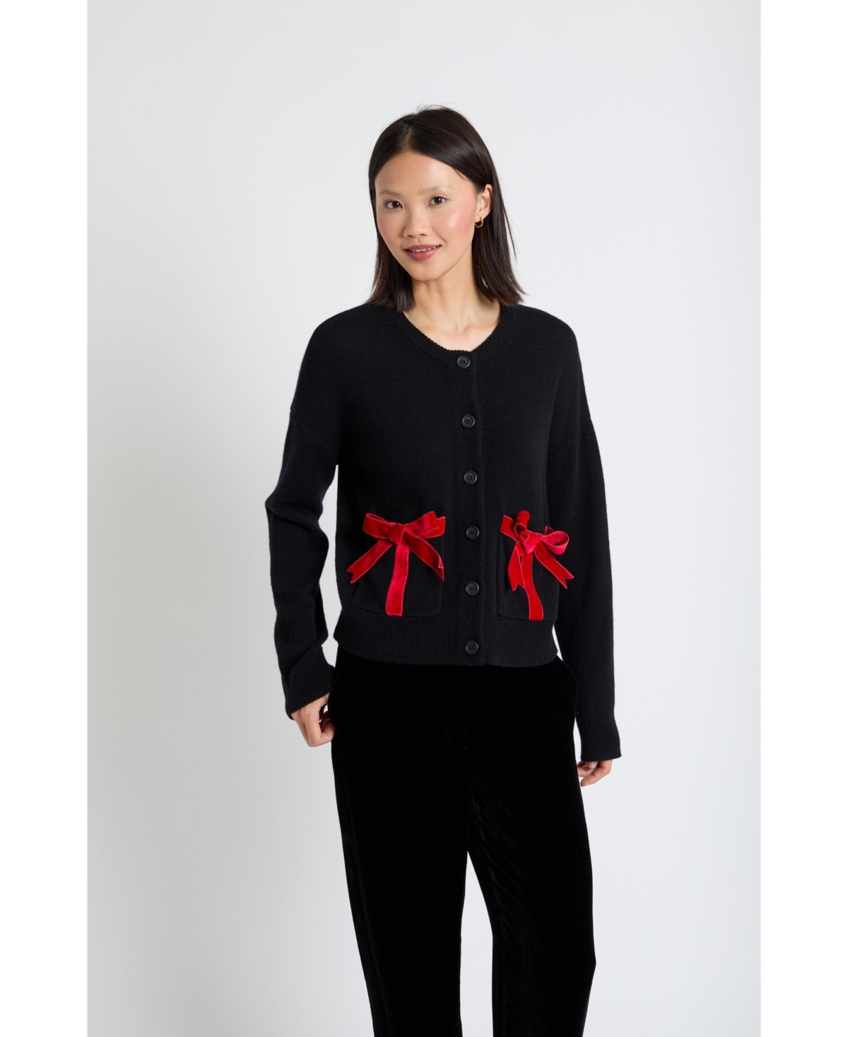 Click here for Chinti & Parker Womens Wool-Cashmere Velvet Bow Ca... prices