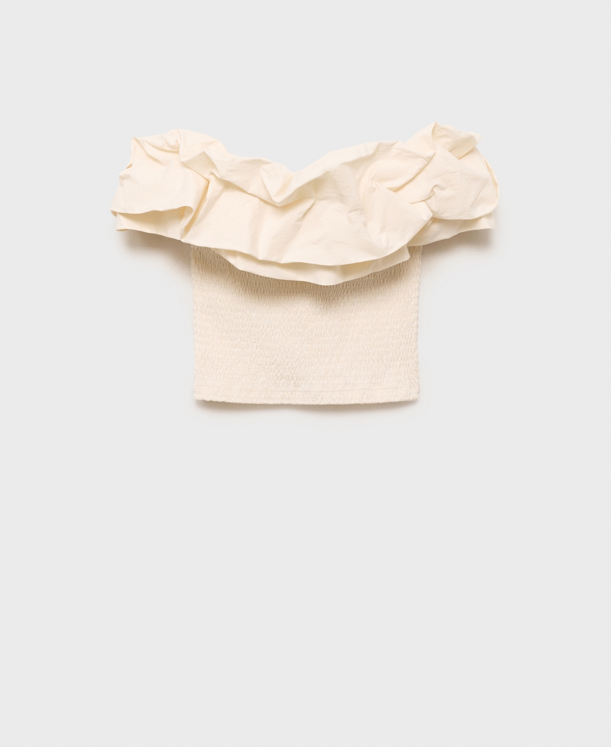Click here for Mango Womens Ruffles Strapless Top - Ecru prices